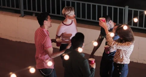 Overhead shot of group of friends dancin... | Stock Video | Pond5