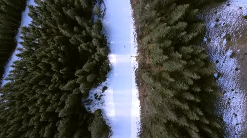 overhead top view of snowed winter slope... | Stock Video | Pond5