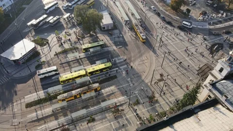 overhead top view of town square transpo... | Stock Video | Pond5