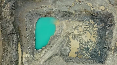 Overhead View Of Blue Water On Quarry - ... | Stock Video | Pond5