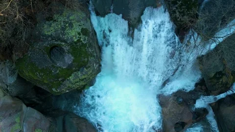 Overhead View Of Gushed Cascades Over Wa... | Stock Video | Pond5