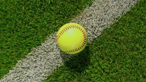 Overhead view of softball sitting on the... | Stock Video | Pond5