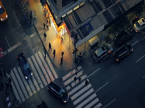Overhead view traffic illuminated corner... | Stock Video | Pond5