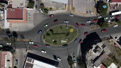 Overhead View of Traffic In The Roundabo... | Stock Video | Pond5