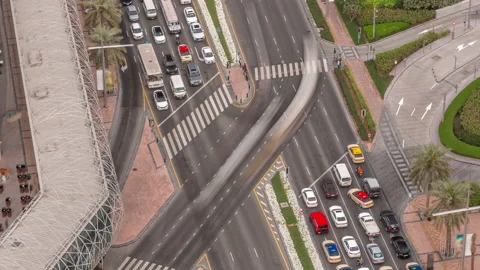 Overhead view of transport on a busy roa... | Stock Video | Pond5