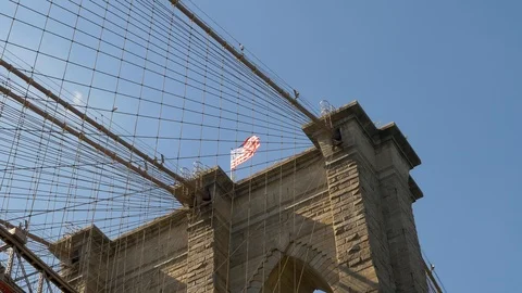 Overhead zoom to American Flag on Brookl... | Stock Video | Pond5