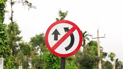 overtaking prohibited sign board. | Stock Video | Pond5