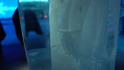 Overview of ice sculpture ice inside ice... | Stock Video | Pond5