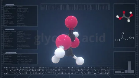 Overview of the molecule of glycolic aci... | Stock Video | Pond5
