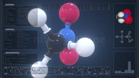 Overview of the molecule of nitromethane... | Stock Video | Pond5