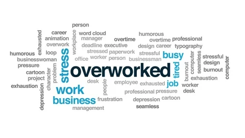 Overworked animated word cloud. Kinetic ... | Stock Video | Pond5