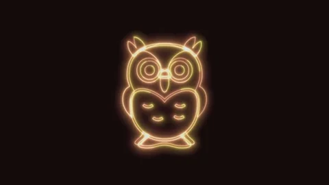 Owl Icon Neon Seamless Loop with Black B... | Stock Video | Pond5
