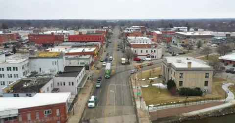 Owosso Michigan downtown skyline with dr... | Stock Video | Pond5