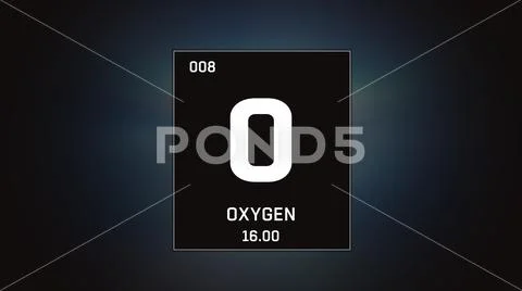 Oxygen as Element 8 of the Periodic Table 3D animation on grey ...