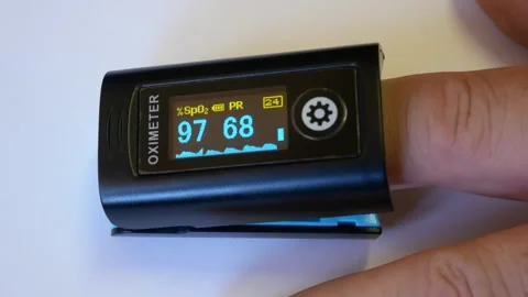 Oxymeter device for measuring saturation... | Stock Video | Pond5