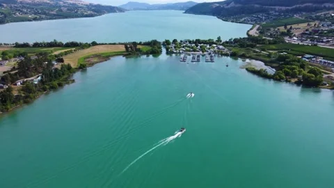 Oyama BC | Boating from Kalamalka Lake ... | Stock Video | Pond5
