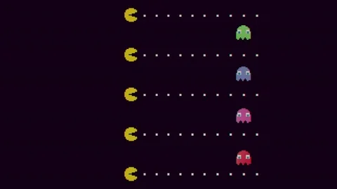 Pac Man stylization of the game 80s blac... | Stock Video | Pond5