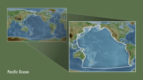 Pacific Ocean. Pale map. Patterson Cylin... | Stock Video | Pond5
