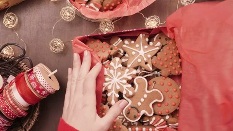 Packaging traditional home made gingerbr... | Stock Video | Pond5