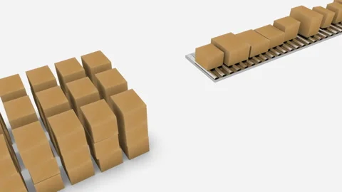 Packing boxes reach the edge of the conv... | Stock Video | Pond5