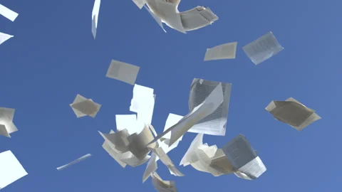 Pages of Paper Falling out of the Blue S... | Stock Video | Pond5