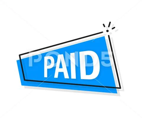 Paid for banner design. Red paid on white background. Grunge texture ...