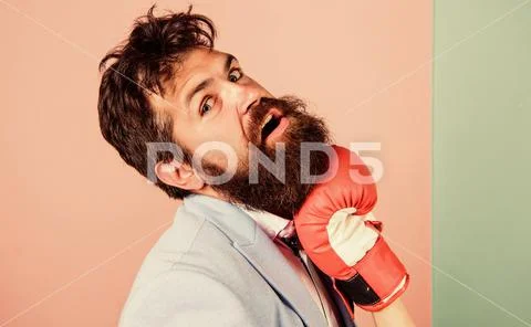 Painful punch. Teeth pain concept. Defenseless head. Suffering. Punch ...