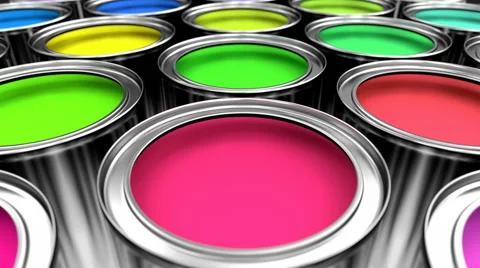 Paint cans 3D animation seamless loop | Stock Video | Pond5