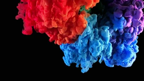 Paint drops top view, rainbow color blen... | Stock Video | Pond5