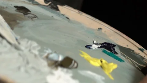 Paint palette hand mixing paint | Stock Video | Pond5