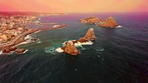 Paint-Sicily-Italy-Aci Trezza Faraglioni... | Stock Video | Pond5