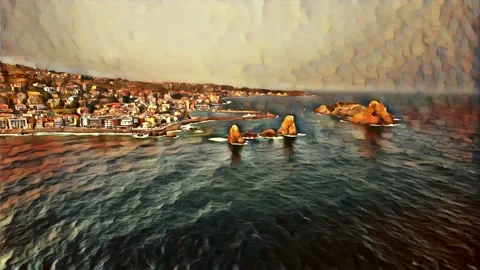 Paint-Sicily-Italy-Aci Trezza Faraglioni... | Stock Video | Pond5