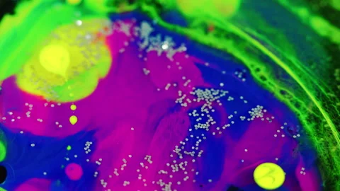 Paint splash neon ink blob pink yellow c... | Stock Video | Pond5