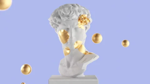 Paintballs Splatter David Head Sculpture... | Stock Video | Pond5