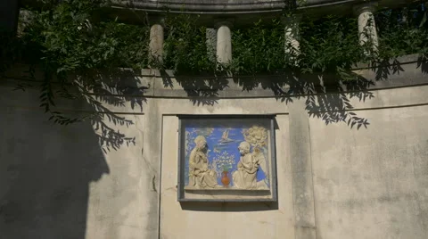 Painted bas relief sculpture in the cour... | Stock Video | Pond5