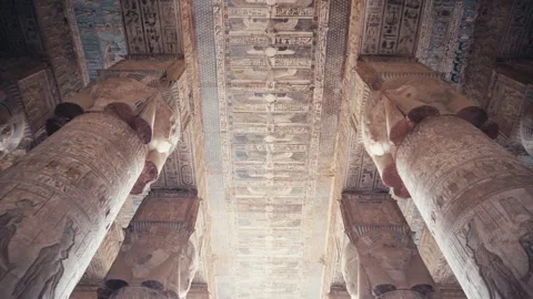 Painted ceilings in the Temple of Dender... | Stock Video | Pond5