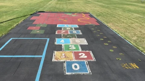 A painted hopscotch with colourfull bloc... | Stock Video | Pond5