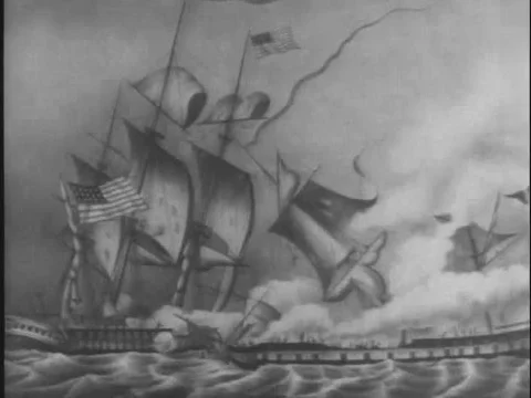 Paintings depict a sea battle of the War... | Stock Video | Pond5