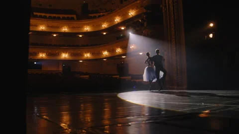 Pair of ballet dancers practice on theat... | Stock Video | Pond5