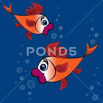 A pair of surprised goldfish with big red lips and huge eyes: Graphic ...