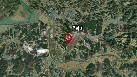 Paju City Map Zoom (South Korea) from Sp... | Stock Video | Pond5