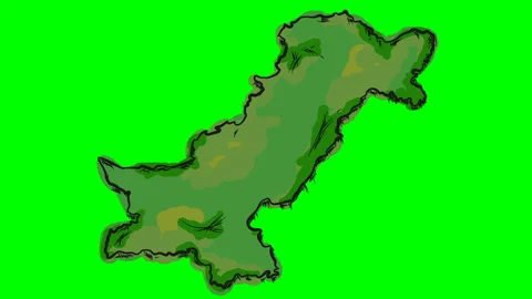 Pakistan drawing colored map green scree... | Stock Video | Pond5