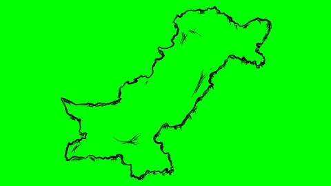 Pakistan drawing outline map green scree... | Stock Video | Pond5