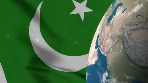 Pakistan Flag and Pakistan Map on Earth ... | Stock Video | Pond5