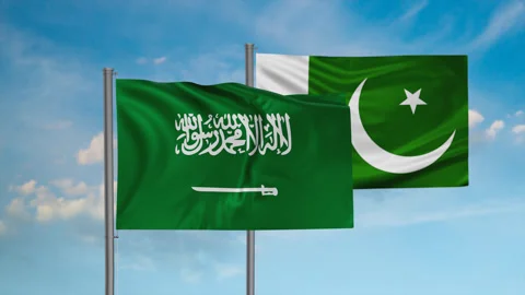 Pakistan flag and Saudi Arabia flag wavi... | Stock Video | Pond5