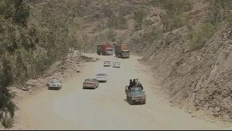 PAKISTAN: Four container trucks carrying... | Stock Video | Pond5