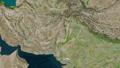 Pakistan map - drive. Border. Satellite. | Stock Video | Pond5