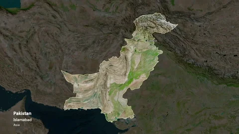 Pakistan map - solid. Border. Satellite.... | Stock Video | Pond5