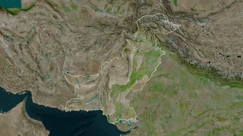Pakistan map - solid. Regions. Satellite... | Stock Video | Pond5
