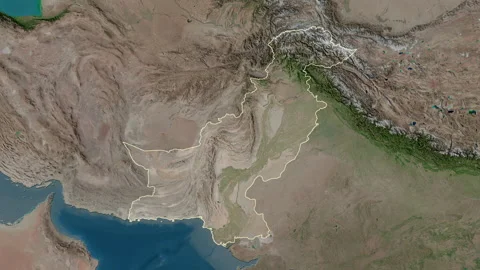 Pakistan map - solid. Regions. Satellite... | Stock Video | Pond5